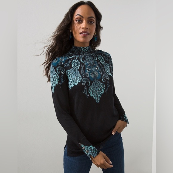 Chico's | Sweaters | Chicos Brand New Mock Neck Sweater Gorgeous ...